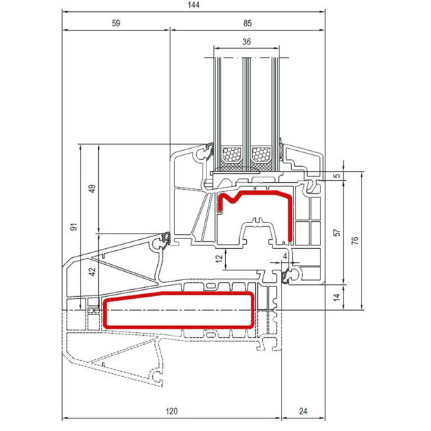 Detailzeichnungen Kunststofffenster IDEAL 7000 NL Blockprofil ...